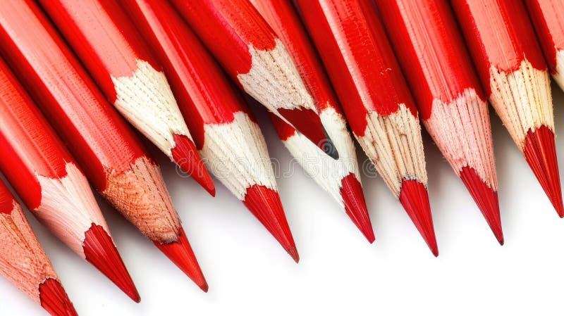 Red Pencils with White Outer Layer on White Background. Ai Generated ...