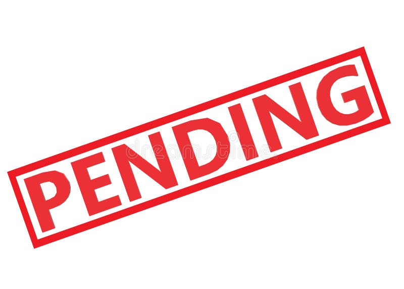 A Red Pending Ink Impression Stamp Marking Against a White Backdrop ...