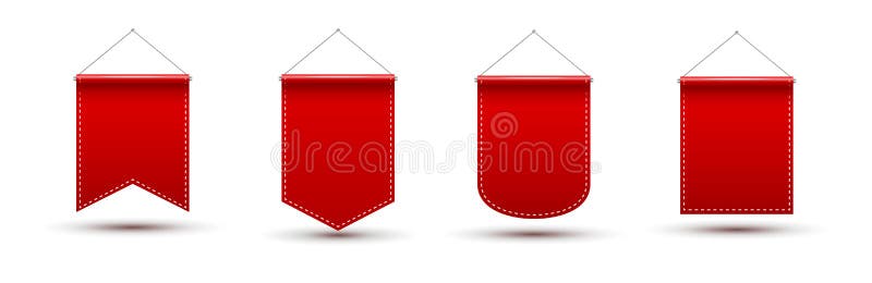 Red Pennon Flag Long Banner Pedestal Pole Vector Event Flagpole Stock ...