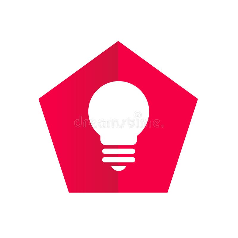 Red Pentagon with Lightbulb Icon - Logo Design Stock Vector ...
