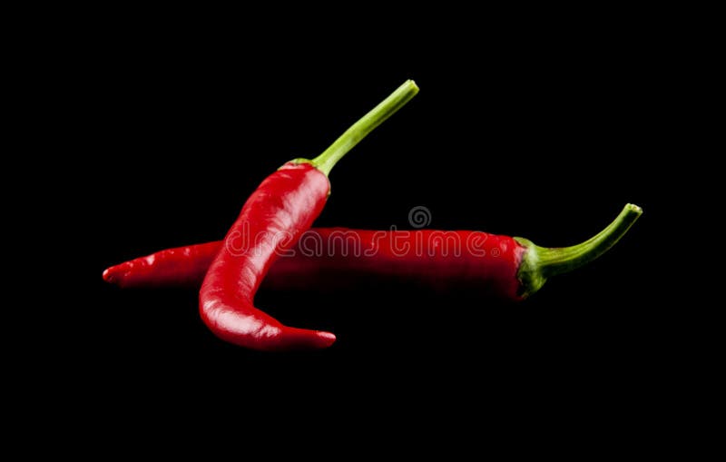 Red Pepper on a Black Background Stock Image - Image of chilli ...