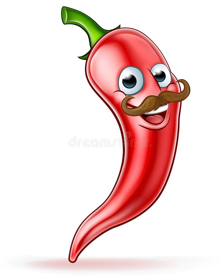 Red Pepper Cartoon Character with Moustache Stock Vector - Illustration ...