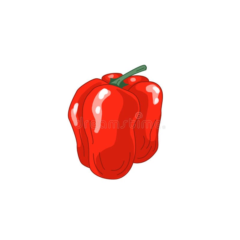 Red pepper in cartoon stock vector. Illustration of graphic - 254862557