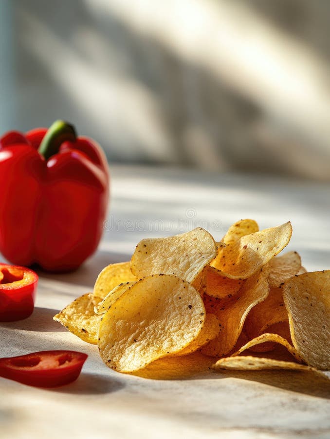Red Pepper and Chips stock photo. Image of dish, savory - 388630754