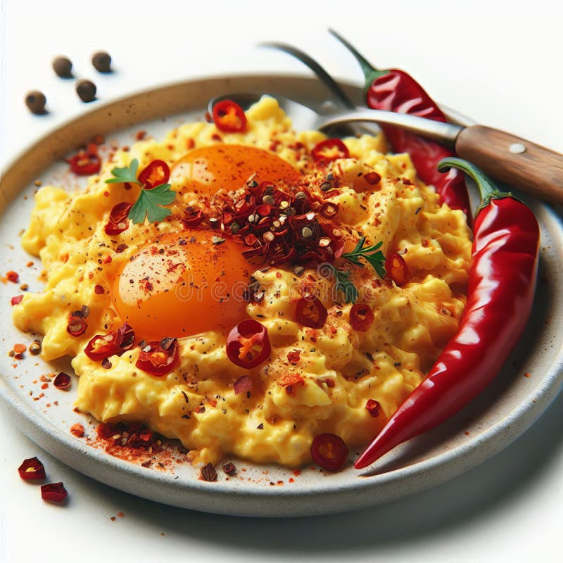 Red Pepper Flake Scrambled Eggs Scrambled Eggs with a Sprinkle O Stock ...