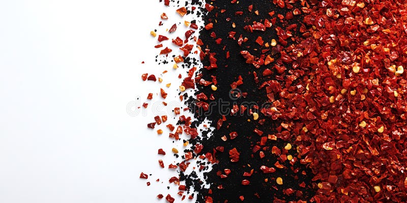 Red Pepper Flakes and Black Spice Blend on White Background Stock ...