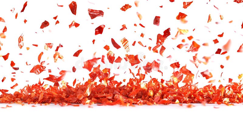 Red Pepper Flakes Falling on White Background Stock Illustration ...