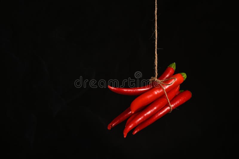 Red Pepper Hanging on a Rope Stock Photo - Image of healthy, organic ...