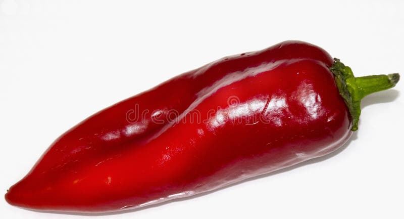 Red Pepper on White Background Stock Image - Image of gourmet, leaf ...