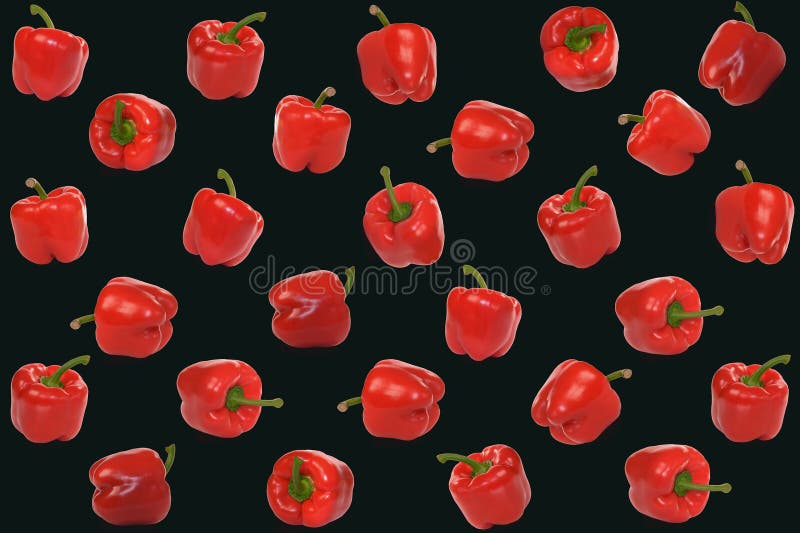 Red Pepper in a Pattern from Different Angles Stock Image - Image of ...