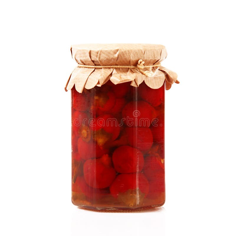 Red Pepper Pickled Jar in White Background Stock Image - Image of fresh ...