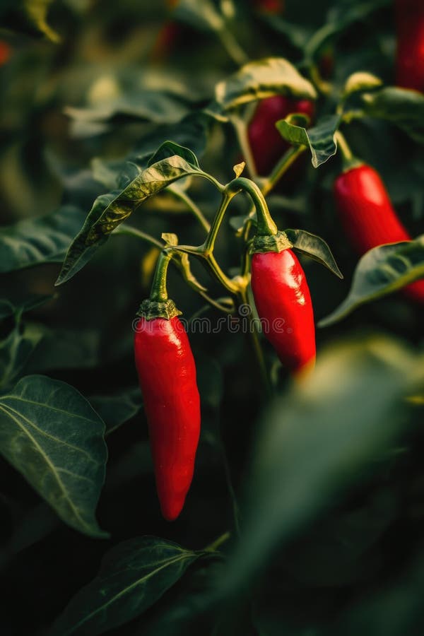 Red pepper plants stock photo. Image of greenhouse, growth - 375735570
