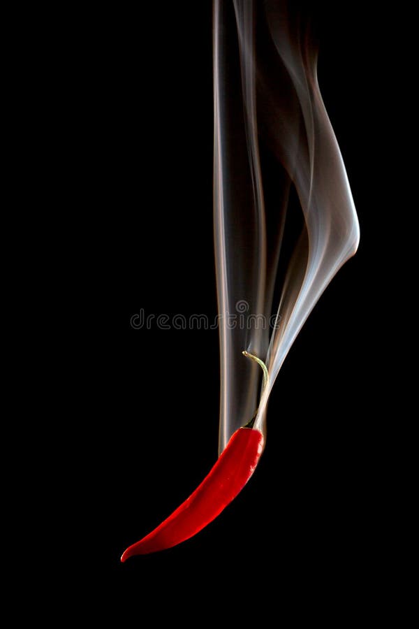 Red Pepper Pouring Smoke on Black Background Stock Photo - Image of ...
