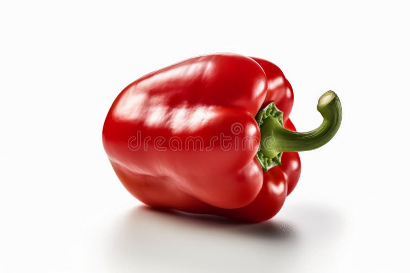 A Red Pepper is Shown with Its Stem Still Attached. Stock Photo - Image ...