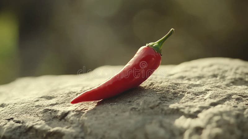 A Red Pepper Sits on a Rock Stock Illustration - Illustration of ...