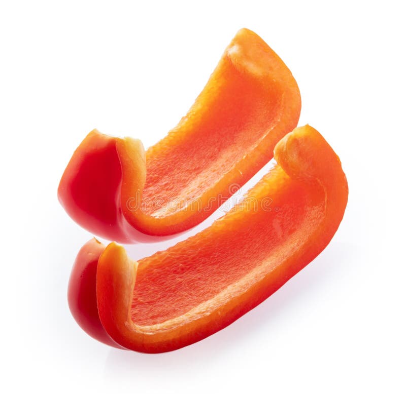 Red Pepper Slices Isolated on White Stock Photo - Image of sweet ...