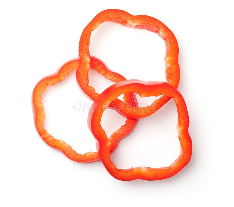 Red Pepper Slices Isolated on White Background Stock Image - Image of ...