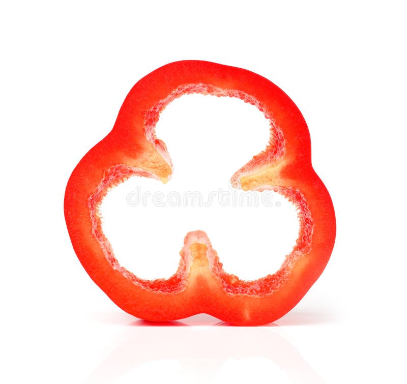 Red Pepper Slices on White Background Stock Photo - Image of bell ...