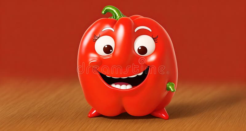 A Red Pepper with a Smiling Face. Stock Image - Image of tomato ...
