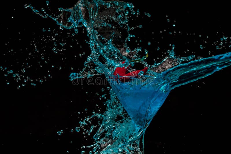 Red Pepper Splash in Cocktailglass Stock Photo - Image of highspeed ...