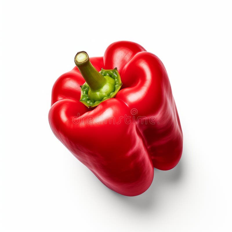 Red Pepper with Stem Isolated on White Background - 3d Concept ...