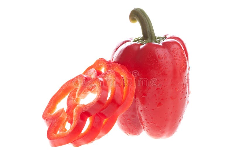 Red Pepper on a White Background Stock Image - Image of green, color ...
