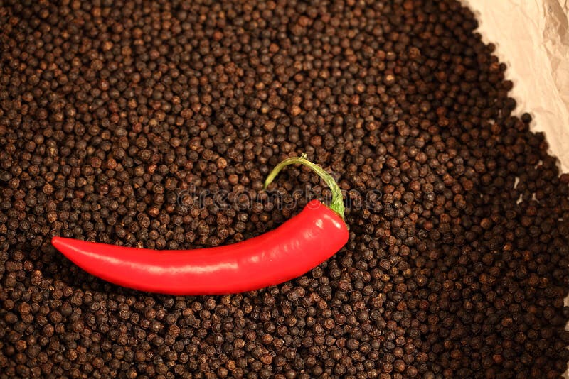 Red Pepperoni on Black Pepper Stock Image - Image of taste, kitchen ...