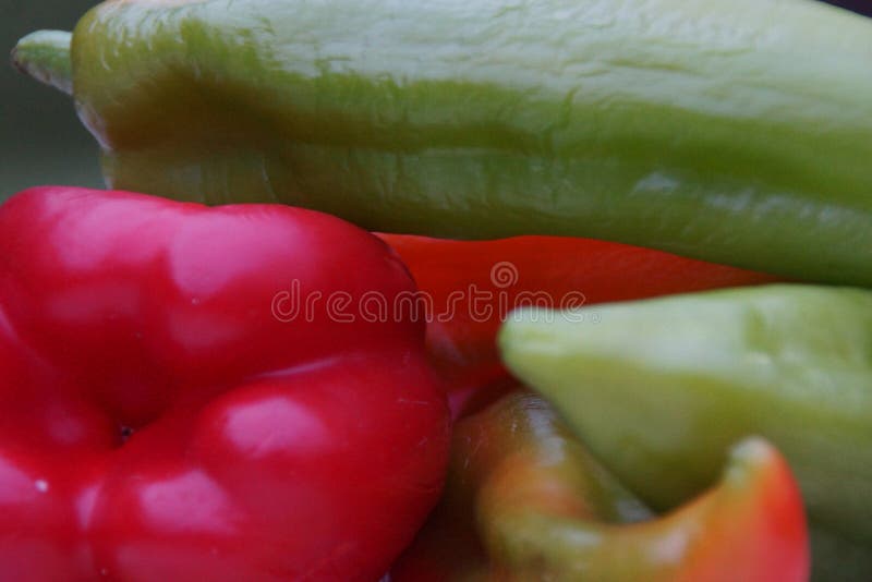 Red Peppers and Greens in Large-plan Stock Photo - Image of greens ...