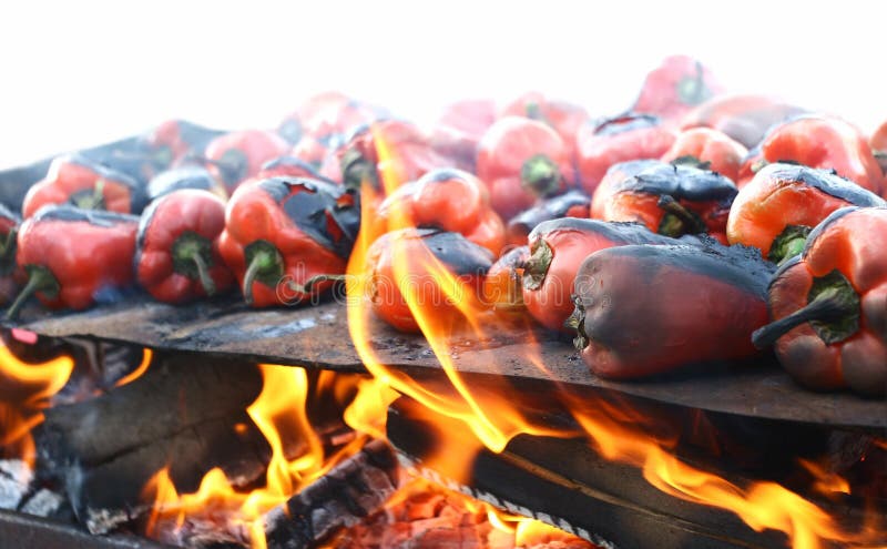 Red Peppers on Grill Traditional Stock Image - Image of macro, food ...