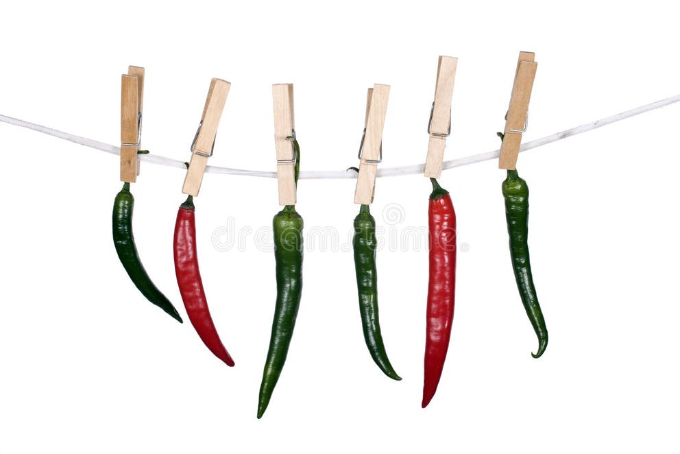 Red Peppers Hanging on a Rope Stock Image - Image of pepperoni ...