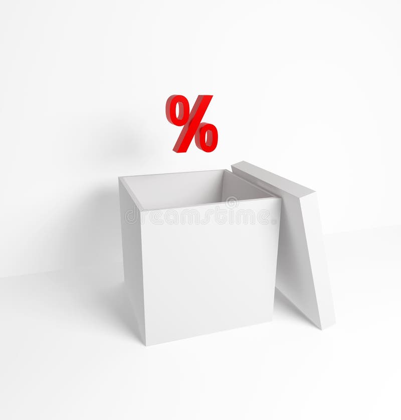 Red percent in the box stock illustration. Illustration of steps - 22485222