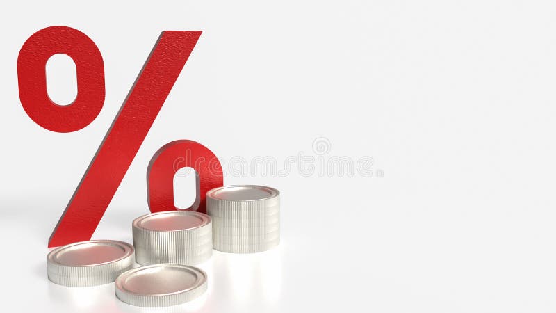The Red Percent and Coins for Business Concept 3d Rendering Stock ...