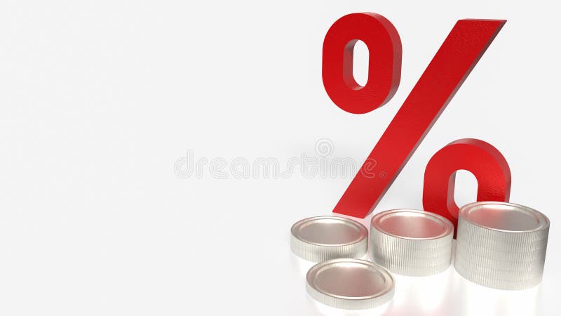 The Red Percent and Coins for Business Concept 3d Rendering Stock ...