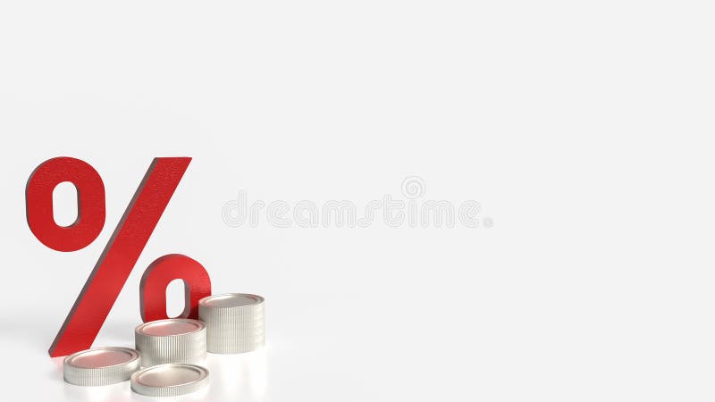 The Red Percent and Coins for Business Concept 3d Rendering Stock ...