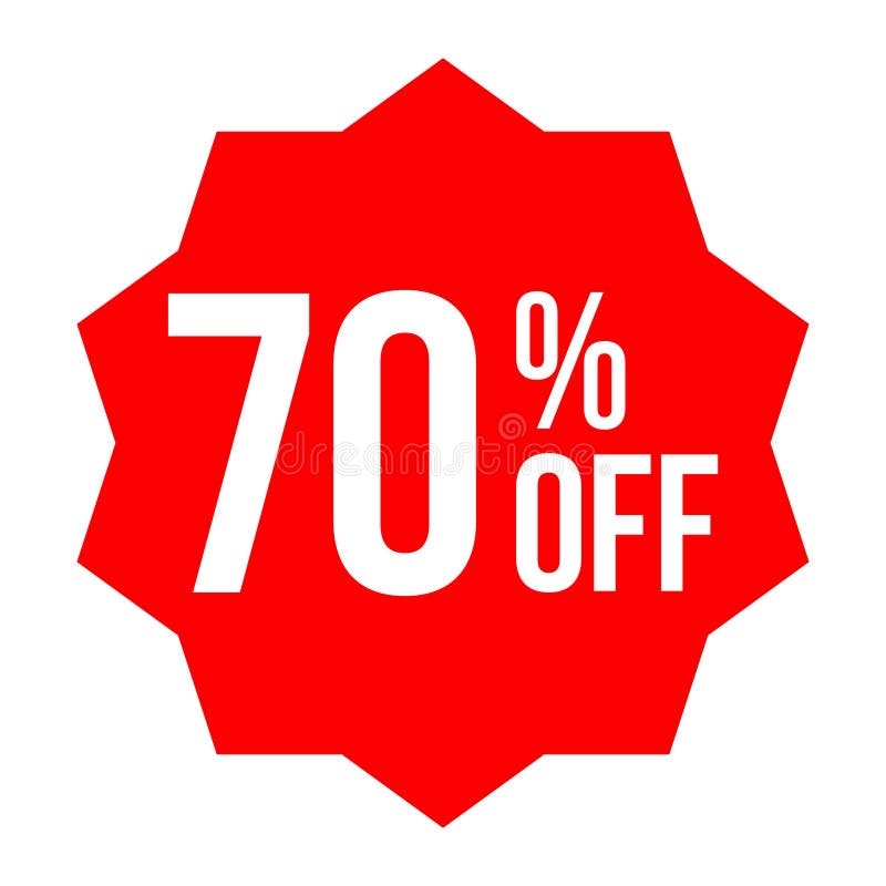Red 70 Percent Discount Label on White Background Stock Illustration ...