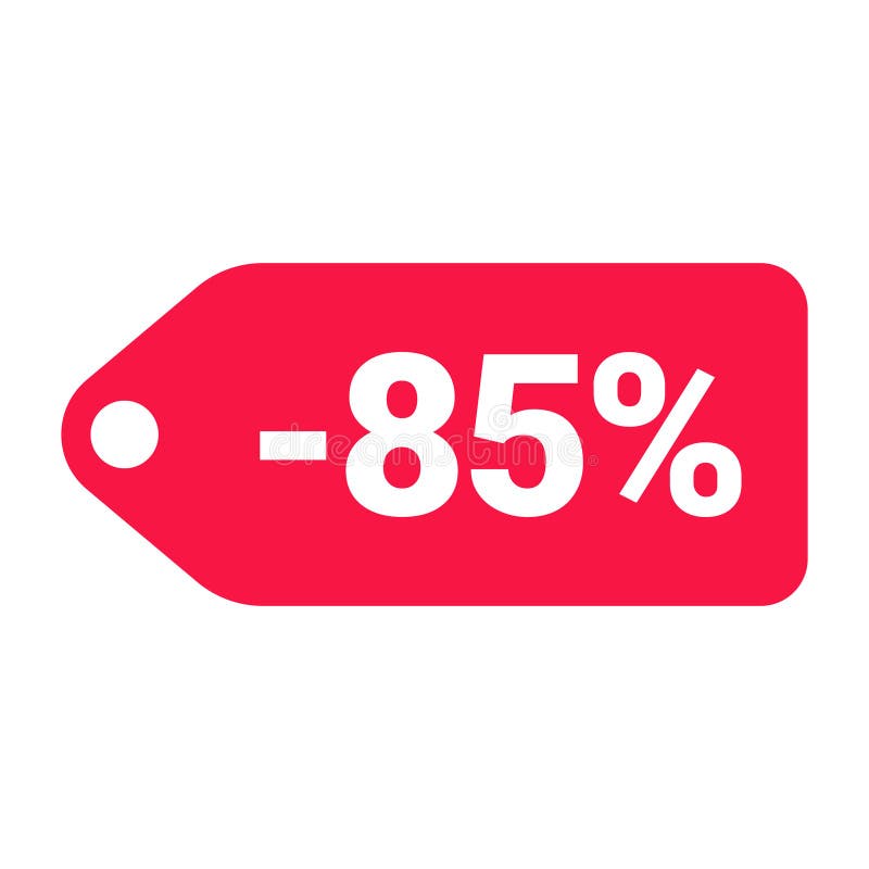 Red 85 Percent Discount Label on White Background Stock Vector ...
