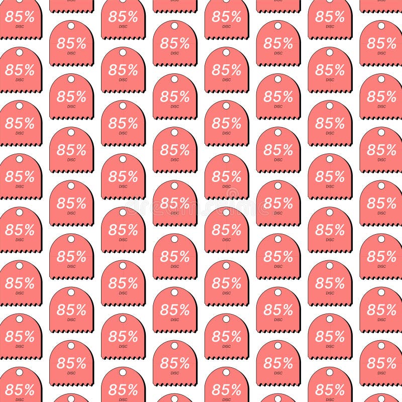 Red 85 Percent Discount Tag Pattern: Seamless Retro Label Design Stock ...