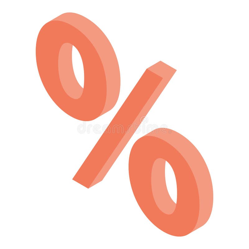 Red Percent Sign Icon, Isometric Style Stock Vector - Illustration of ...