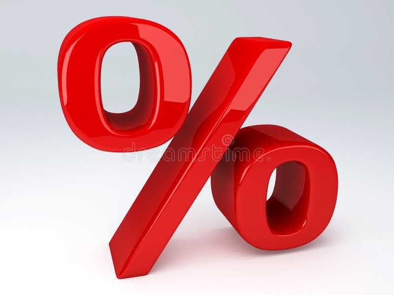 3d Man Pushing Red Percent Sign Stock Illustration - Illustration of ...