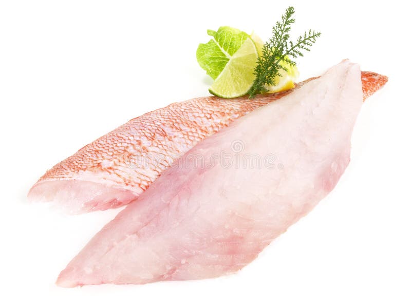 Red Perch Fillet on White stock photo. Image of filet - 146899748