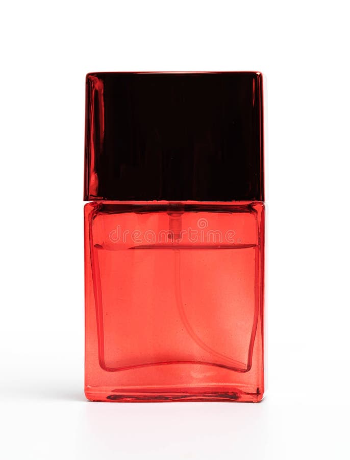 Red Perfume Bottle Isolated on White Stock Photo - Image of gift, spray ...