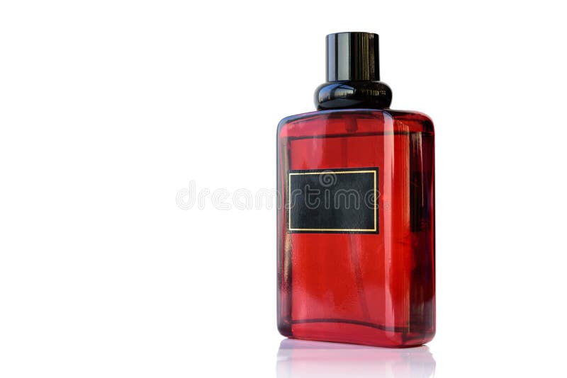 Red Perfume Glass Bottle on White Bakground or Isolated Stock Photo ...