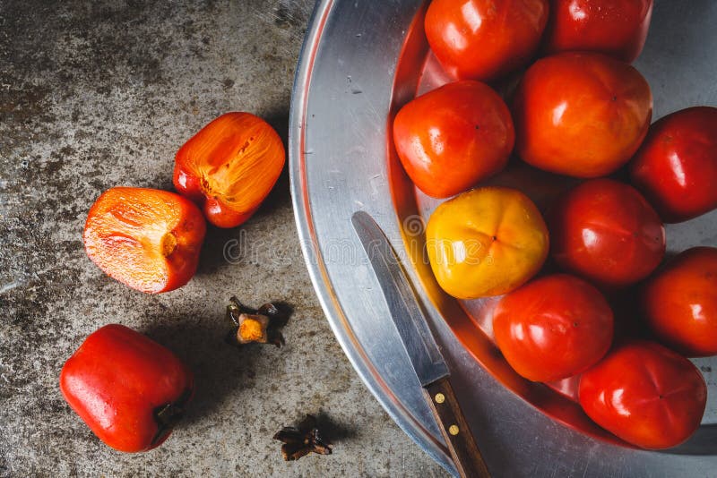Red Persimmons stock image. Image of healthy, sweet, slice - 83289753