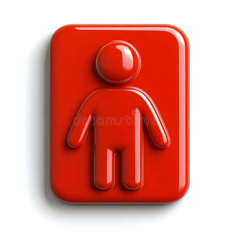 Red Person Symbol on Rectangular Shape Isolated on White Background ...