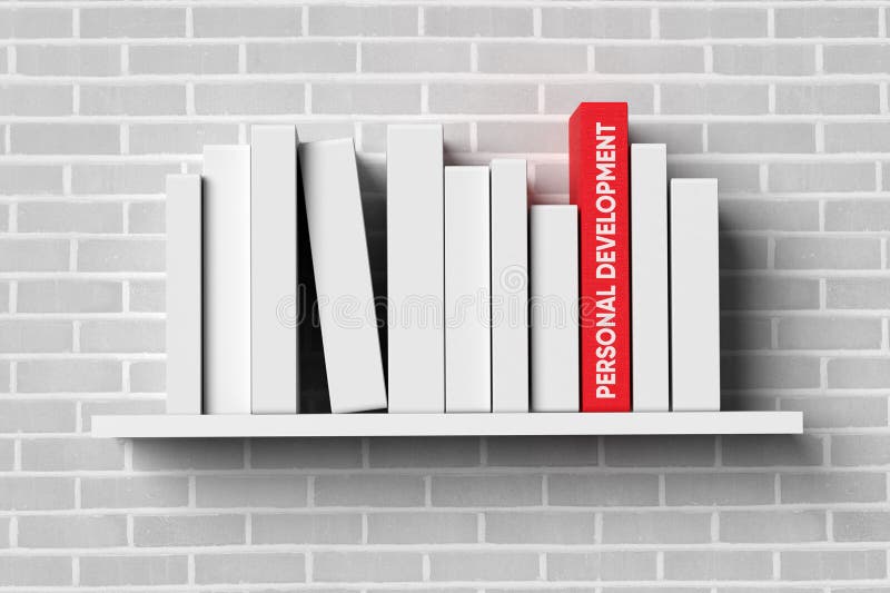 Red Personal Development Book Standing Out from the Crowd on Bookshelf ...