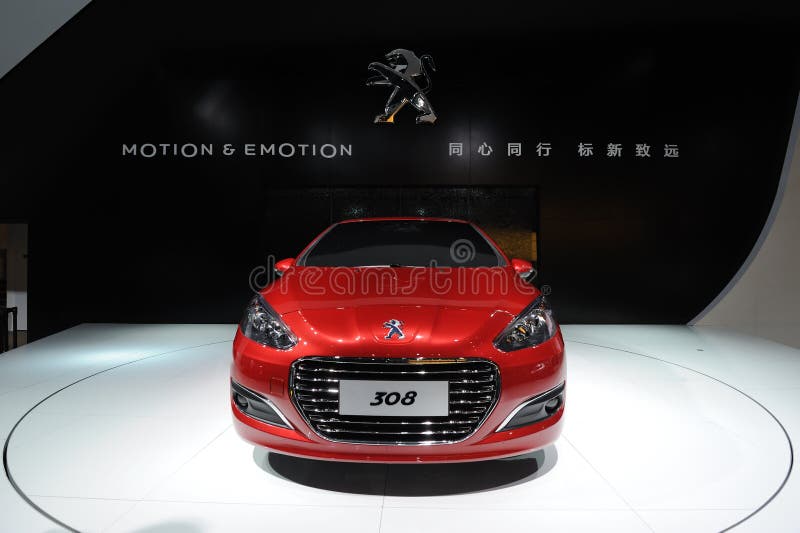 Red Peugeot 308 front editorial photography. Image of cars - 25877507