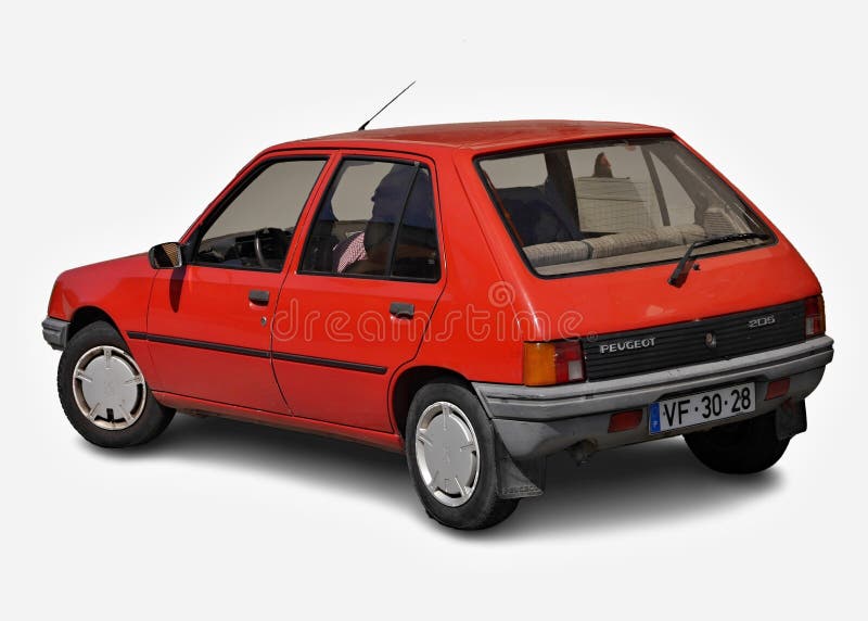 Red Peugeot 205 Driving on a White Background Editorial Photography ...