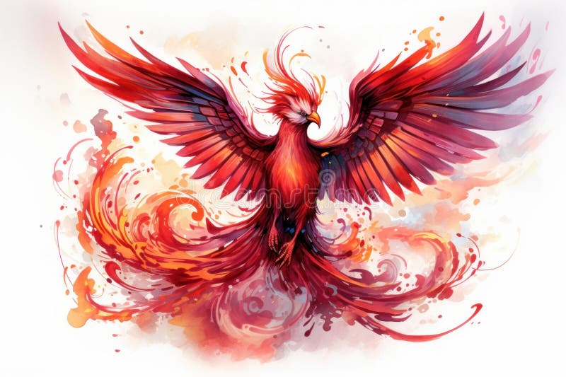 Red Phoenix Bird. Fire Fantasy Bird Stock Illustration - Illustration ...