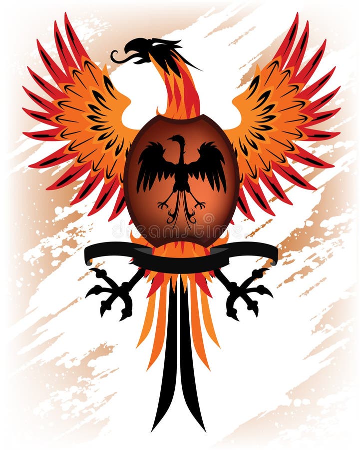 Phoenix with Shield Sword and Crown Vector Stock Vector - Illustration ...