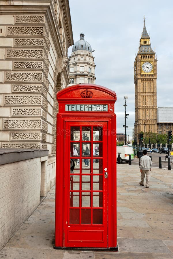Red Phone Booth and Big Ben in London, England UK. Stock Photo - Image ...